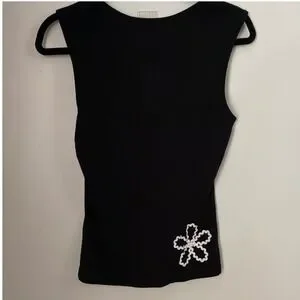 Willi Smith | Tops | Willi Smith Large Black Ribbed Cotton Tank Floral ...